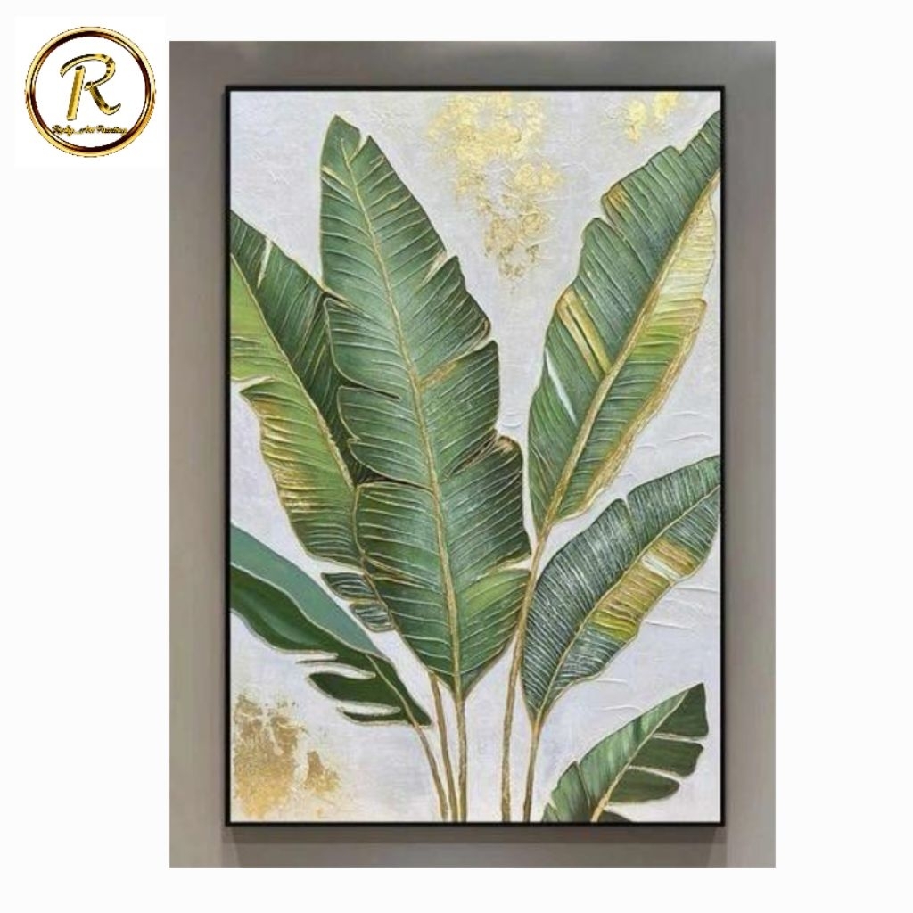 Jual Lukisan Modern Daun Tekstur Timbul Plus Frame | Shopee Indonesia