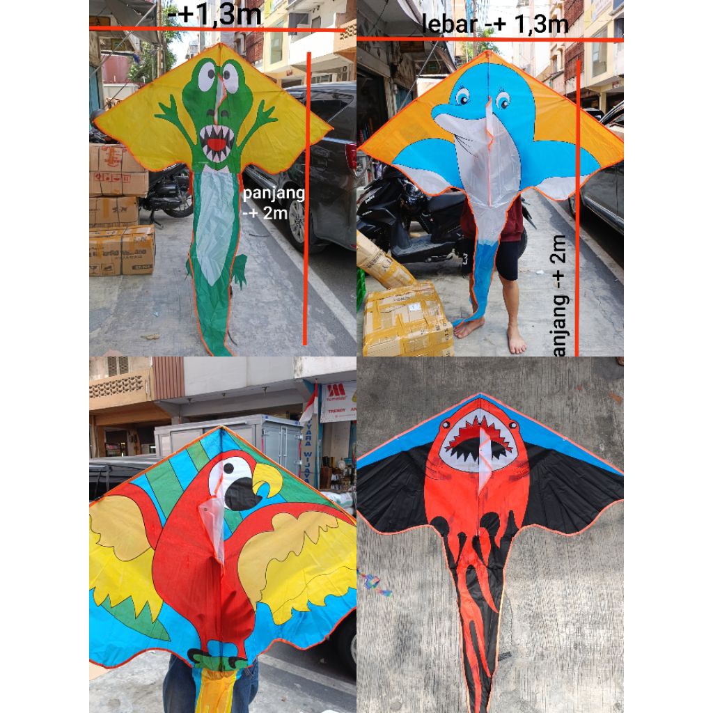 Jual layang layangan besar parasut sendaren buaya elang burung | Shopee ...