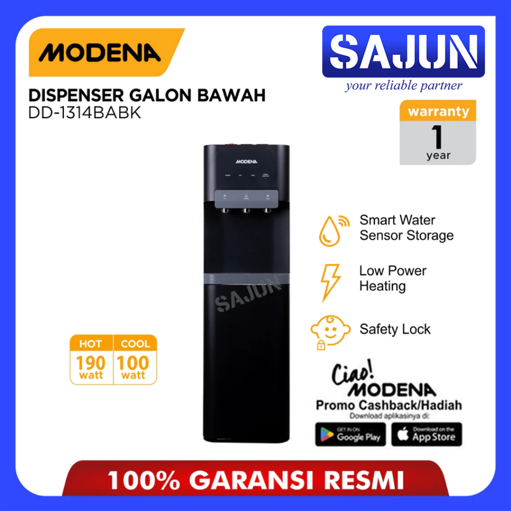 Jual Modena Dispenser Air Galon Bawah DD1314BABK / Kompresor DD1314 Air Sedingin Kulkas DD 1314 ...