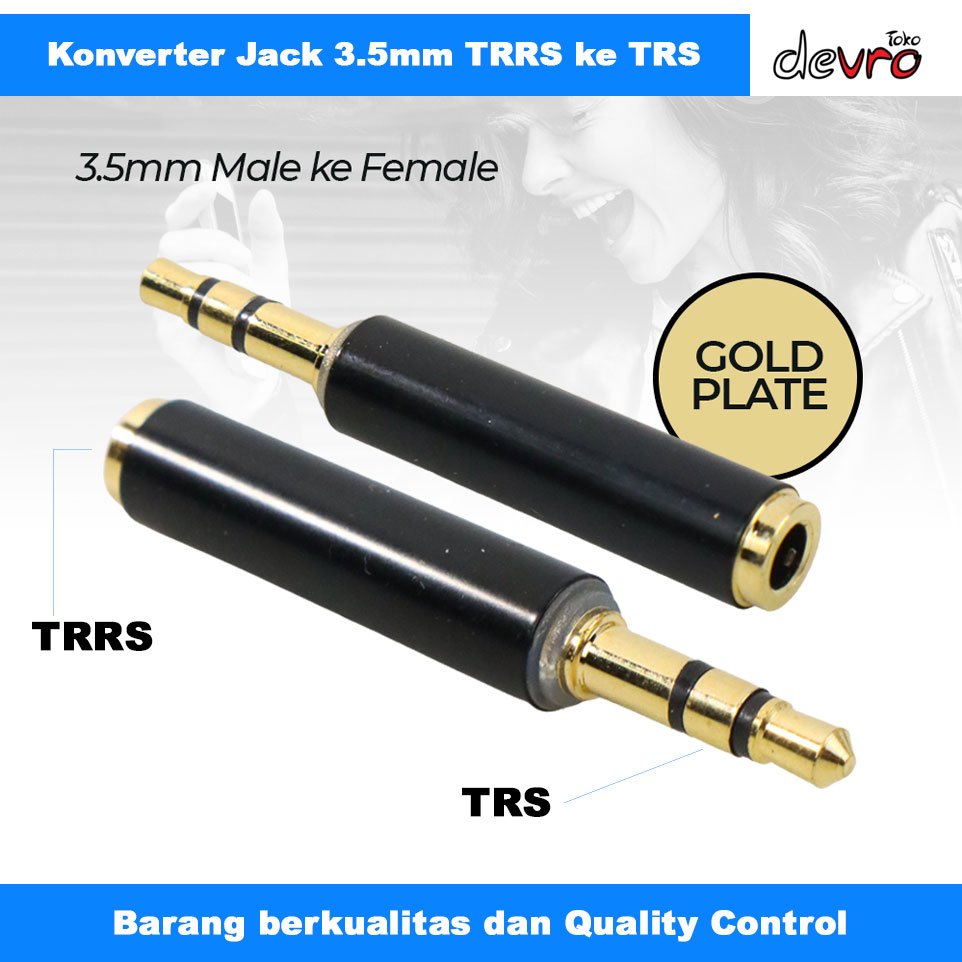 Jual Converter Aux Konverter Jack 3.5mm TTRS ke TRS - Konverter 3 Ring ...
