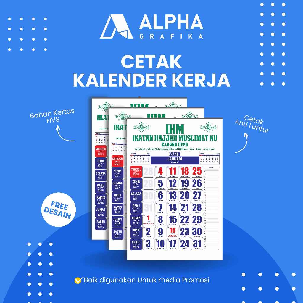 Jual Kalender 2026 Termurah | 12 Lembar | Termurah | Percetakan ...