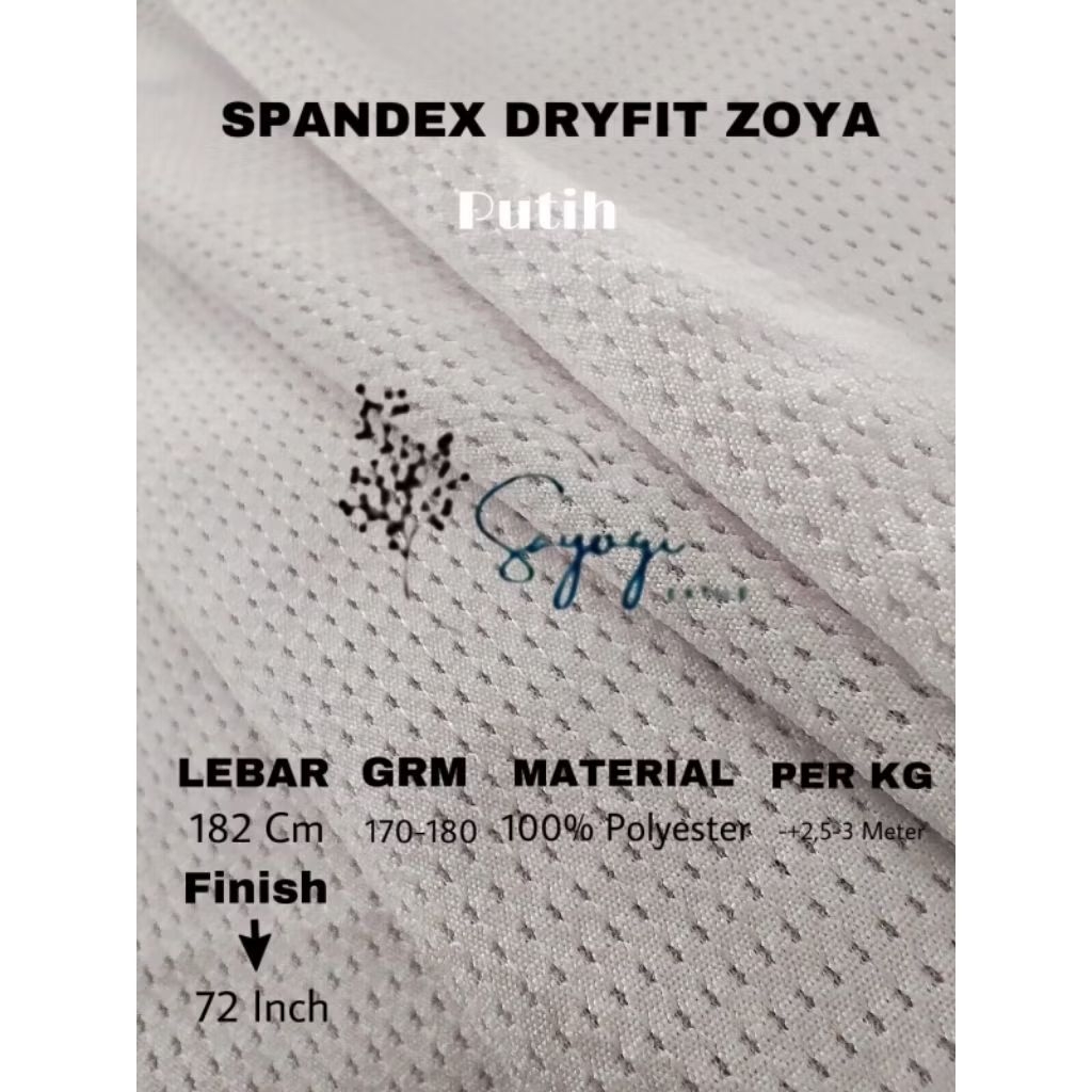 Jual BAHAN SPANDEX DRYFIT ZOYA PUTIH HARGA KILOAN | Shopee Indonesia