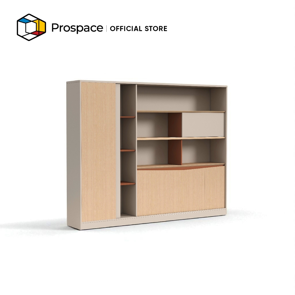 Jual PROSPACE Lemari Arsip WJG003 Kabinet Modular Rak Terbuka + Pintu Backdrop Ruang Kantor ...