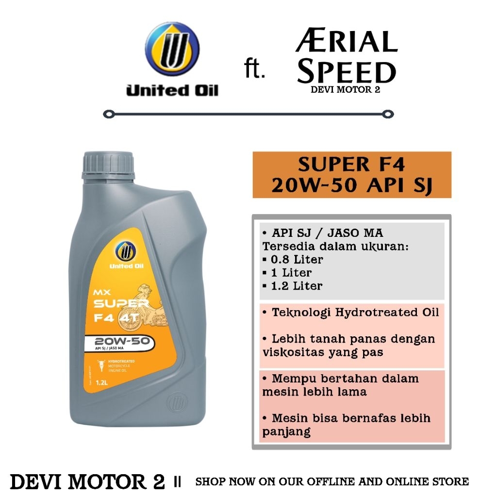 Jual United Oil Super F4 1.2L 20W-50 API SJ / JASO MA Hydrotreated Oil ...