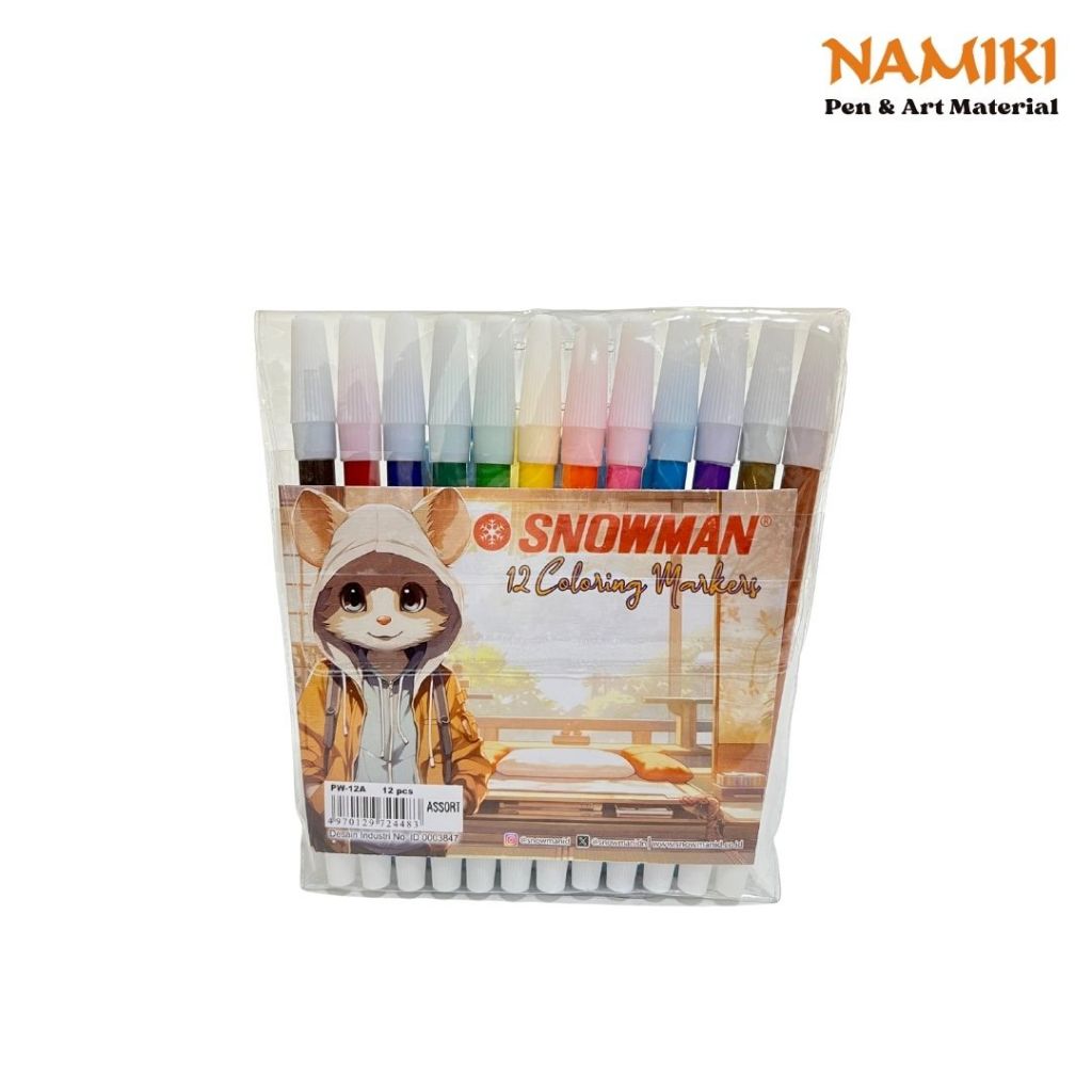 Jual Spidol Snowman Color Pen Marker Set 12 Warna Murah Berkualitas ...