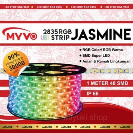 Jual LED STRIP MYVO JASMINE 100 METER 2835 RGB PER ROLL FREE SOKET RGB ...