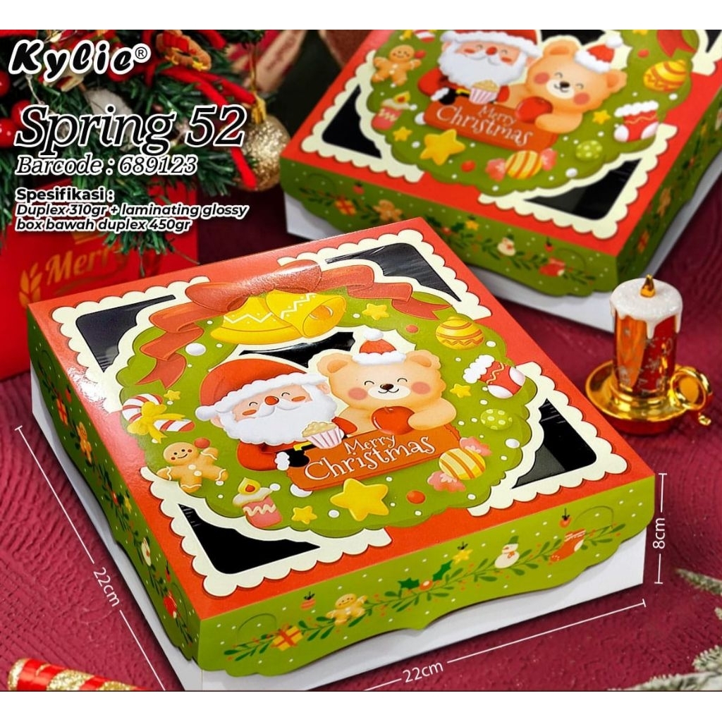 Jual Christmas Box Natal 22x22 x8cm Box Natal Kue bOlu Box Natal Kue ...