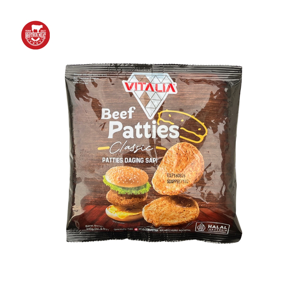 Jual Vitalia Beef Patties Classic 240gr / Daging Burger Sapi - Brotherneatshop | Shopee Indonesia
