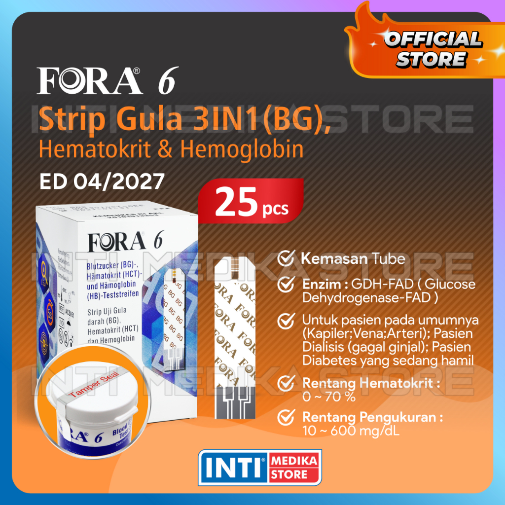 Jual FORA 6 - Strip Tes GULA DARAH + HEMOGLOBIN + HEMATOKRIT Isi 25 pcs ...