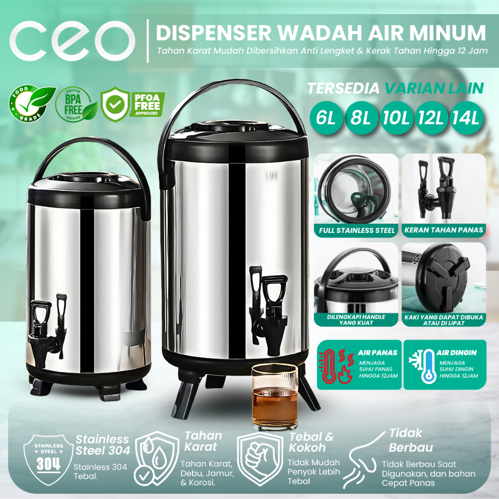 Jual CEO Dispenser Wadah Air Milk Tea Termos Milk Tea Dispenser Minuman ...