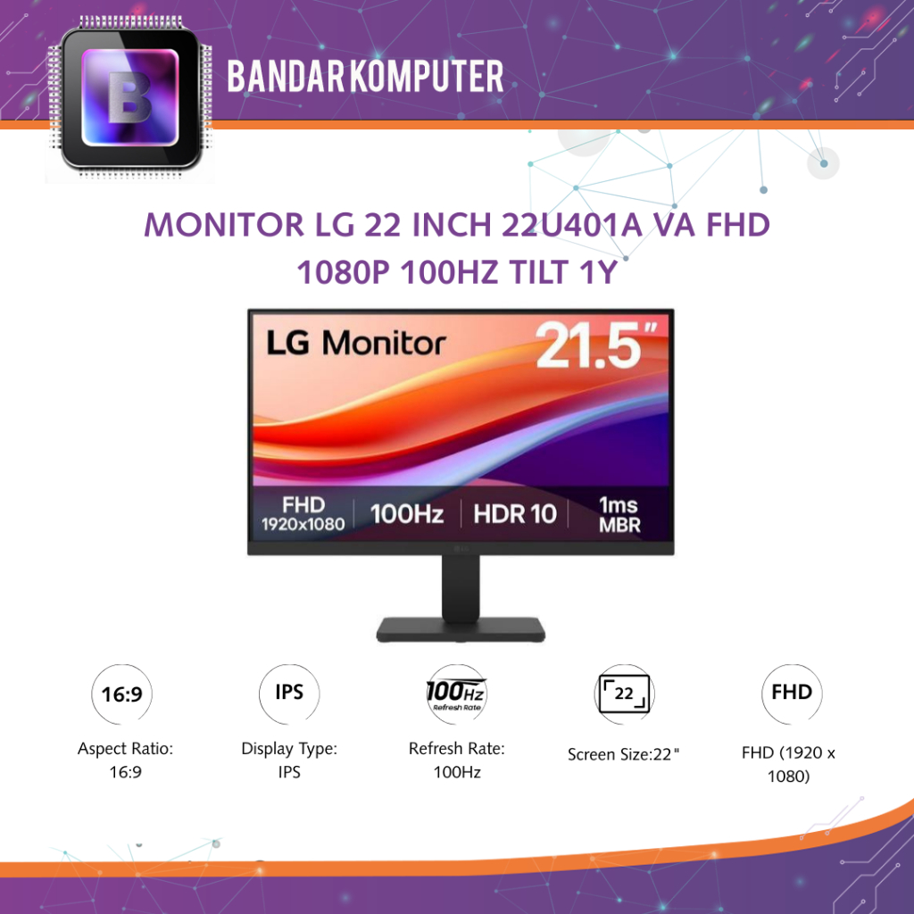 Jual MONITOR LG 22 INCH 22U401A VA FHD 1080P 100HZ - 3 TAHUN | Shopee ...