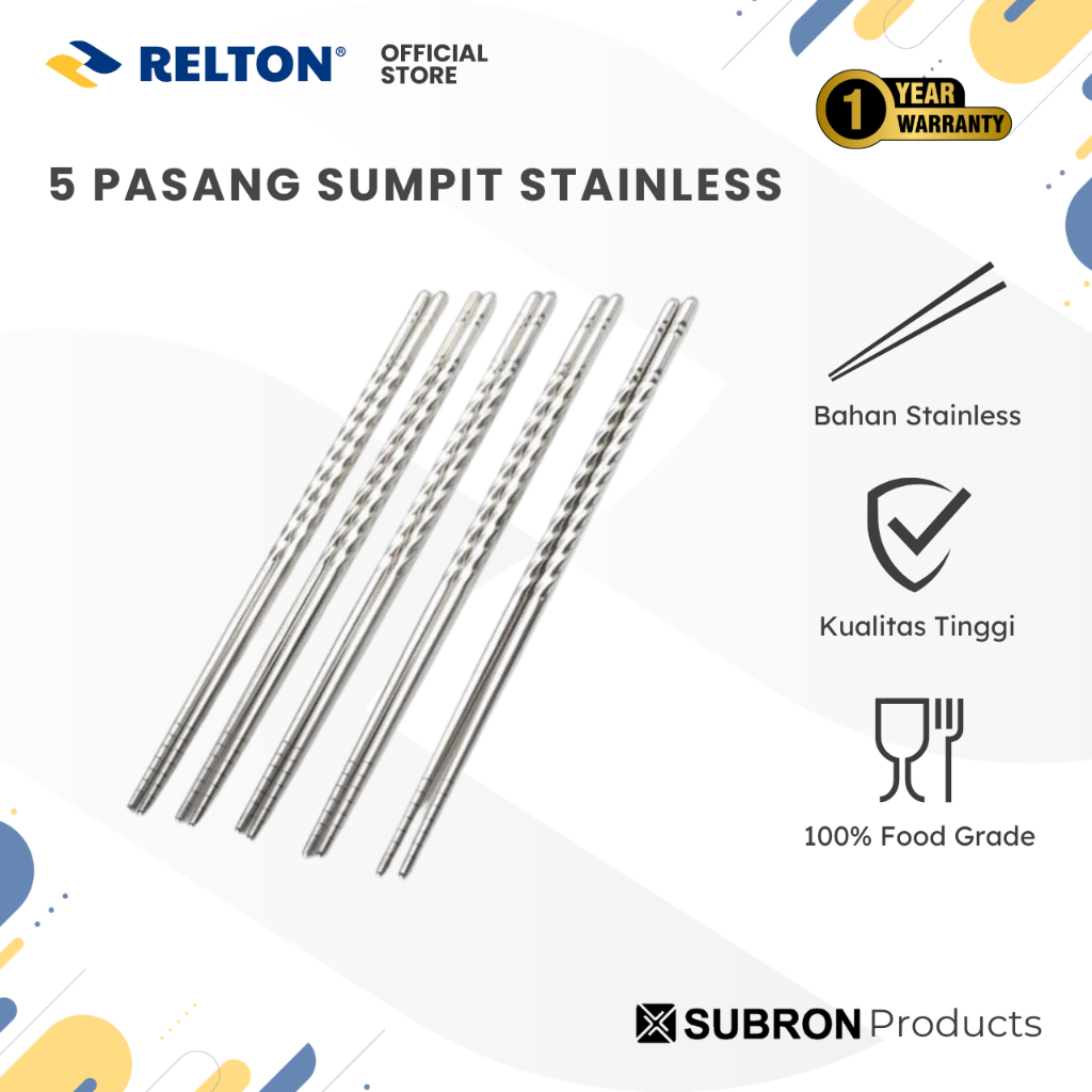 Jual SUBRON Sumpit Stainless 5 Pasang Sumpit Stainless Steel Chopsticks ...