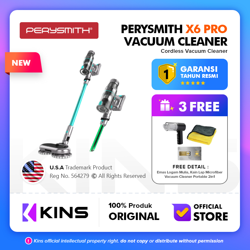 Jual PerySmith X6 Pro 42000Pa 4 IN 1 Handheld Cordless Vacuum Cleaner ...