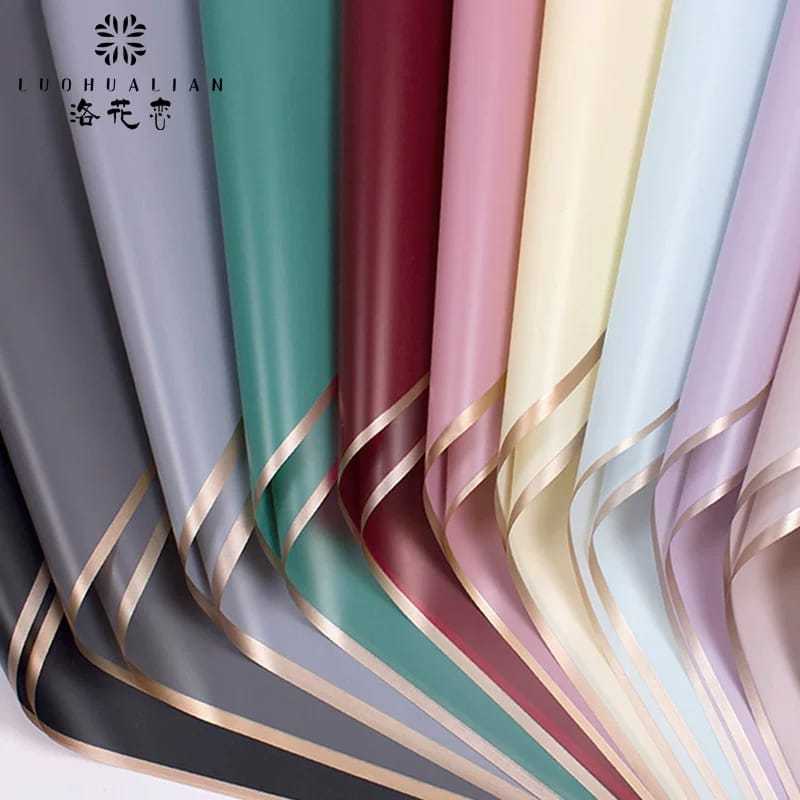 Jual kireipaper - (20 Lembar) Flower Wrapping List Gold Solid / Kertas ...