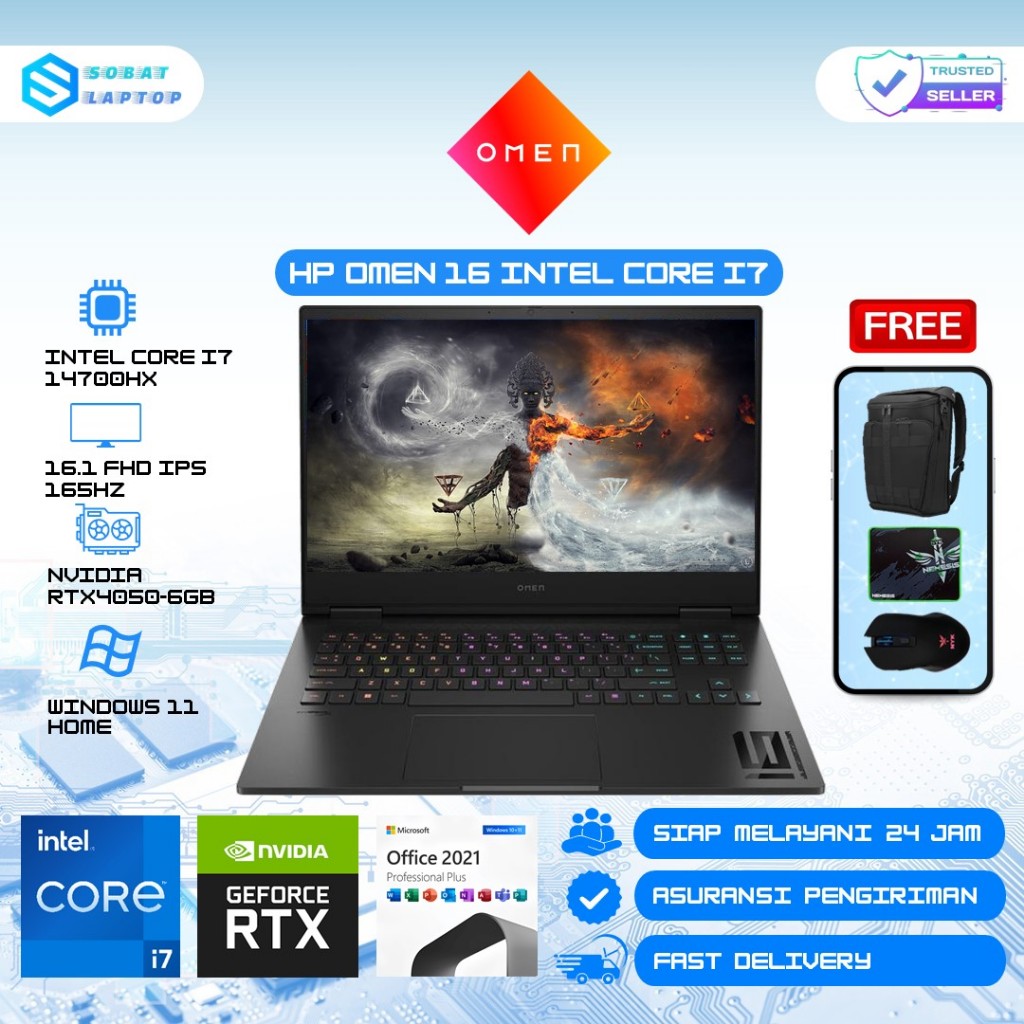 Jual Laptop Gaming HP Omen 16 Intel Core i7 14700HX Nvidia RTX4050 Ram ...