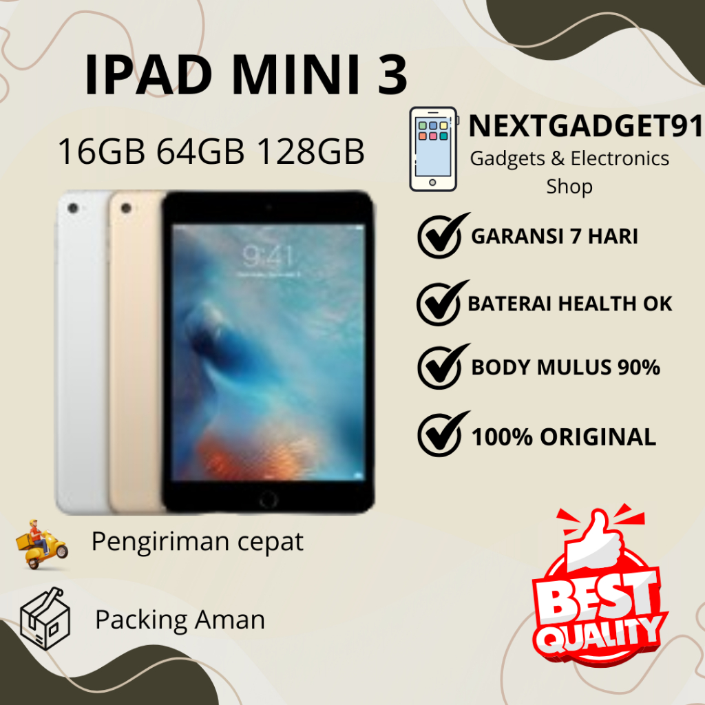 Jual Ipad Mini 3 16GB 64GB 128GB Wifi Only Second ORIGINAL Best Quality FULLBOX - Nextgadget91 ...