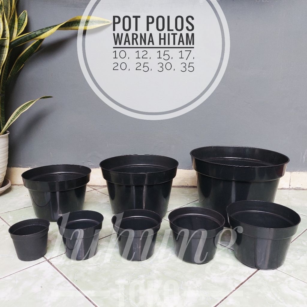 Jual Pot Bunga Tanaman Hitam Polos Minimalis - Ukuran 10,15,17,20,25,30 ...