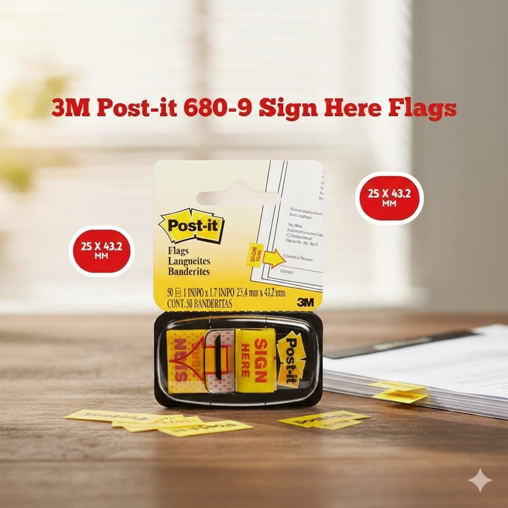 Jual 3M Post-it 680-9 Sign Here Flags 25 x 43.2 mm – Penanda Dokumen 50 ...