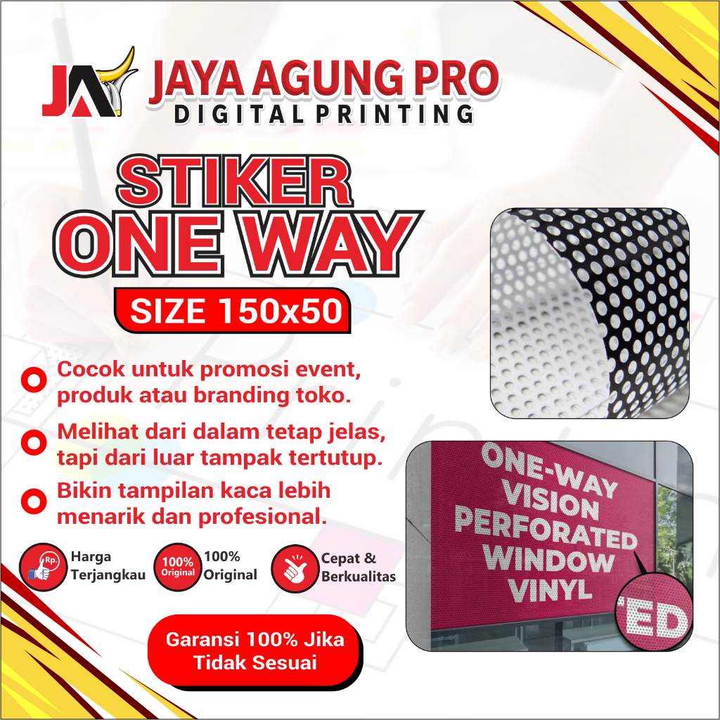 Jual Cetak Custom Stiker One Way FREE Desain ukuran 1x1 Meter Bisa ...