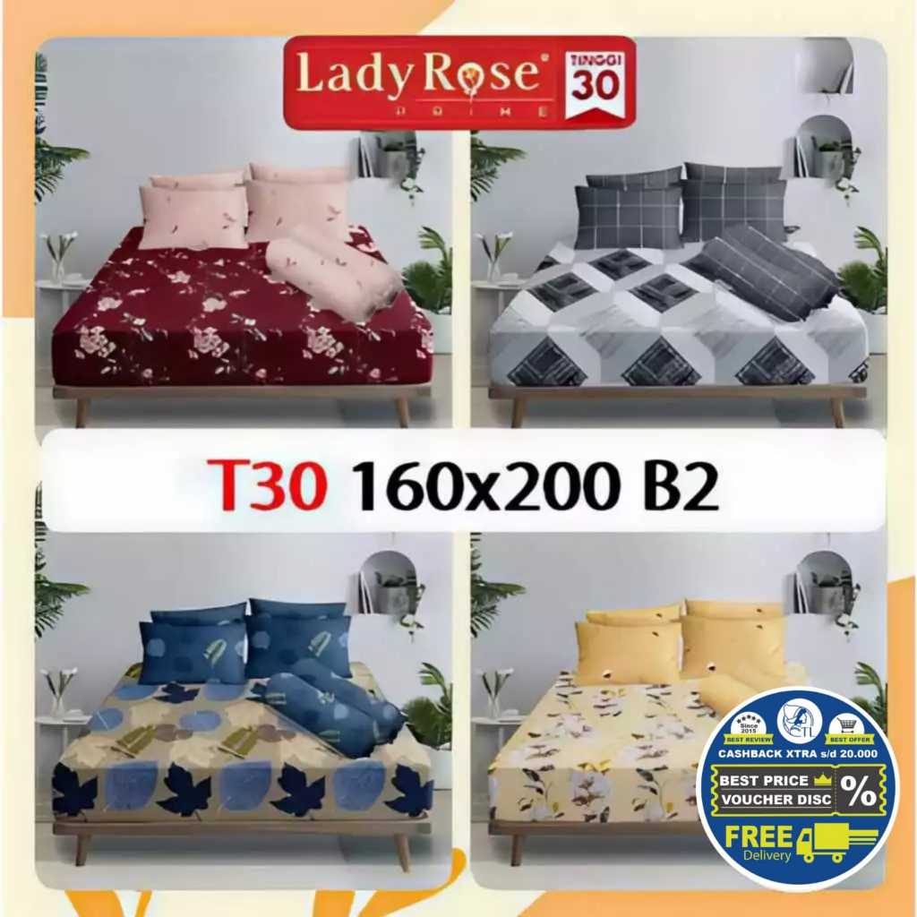 Jual T30 Sprei Lady Rose Queen Size Uk 160 uk 160x200 T30cm Motif ...