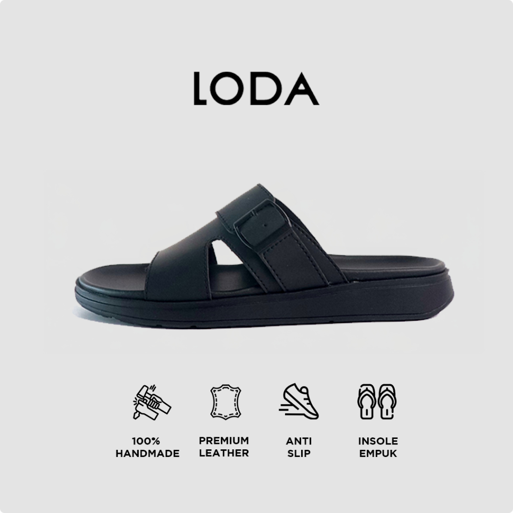 Jual LODA - VALTER Black Sendal Slide Kulit Premium Pria Dewasa Lokal ...