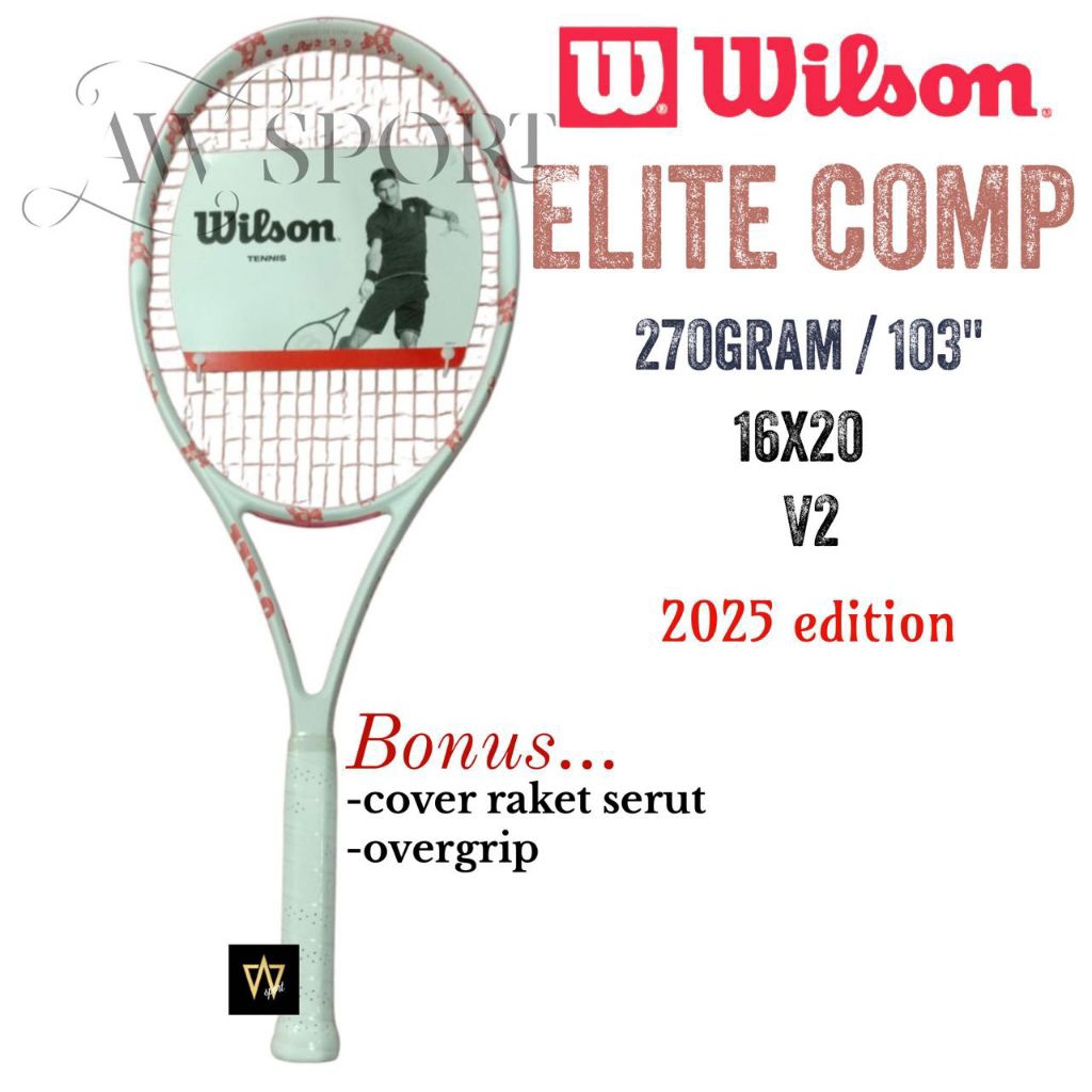 Jual Raket Tenis Wilson ELITE COMP V2 270g 103 Pink Bear Tennis Racket ...