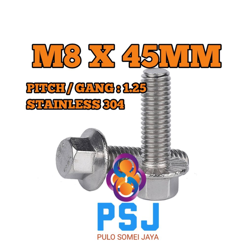 Jual M8 x 45 Flange Bolt Stainless 304 / Baut Flange Stainless 304 ...