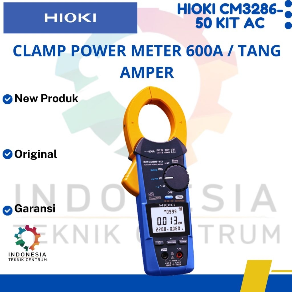 Jual Hioki CM3286-50 KIT AC Clamp power Meter 600A / Tang amper ...