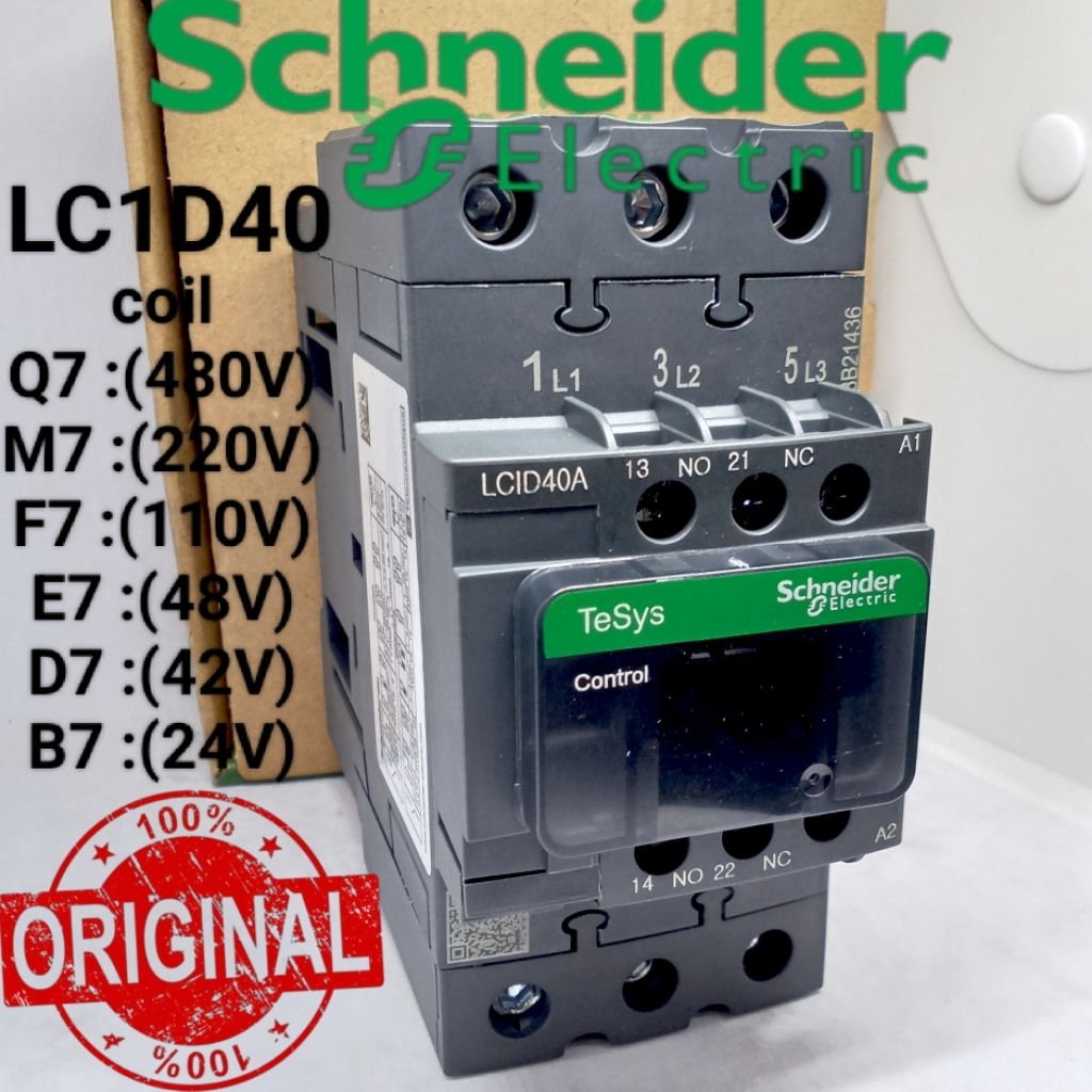 Jual kontaktor contactor schneider lc1d40ad7 42v 60a 3p lc1d40d7 ...