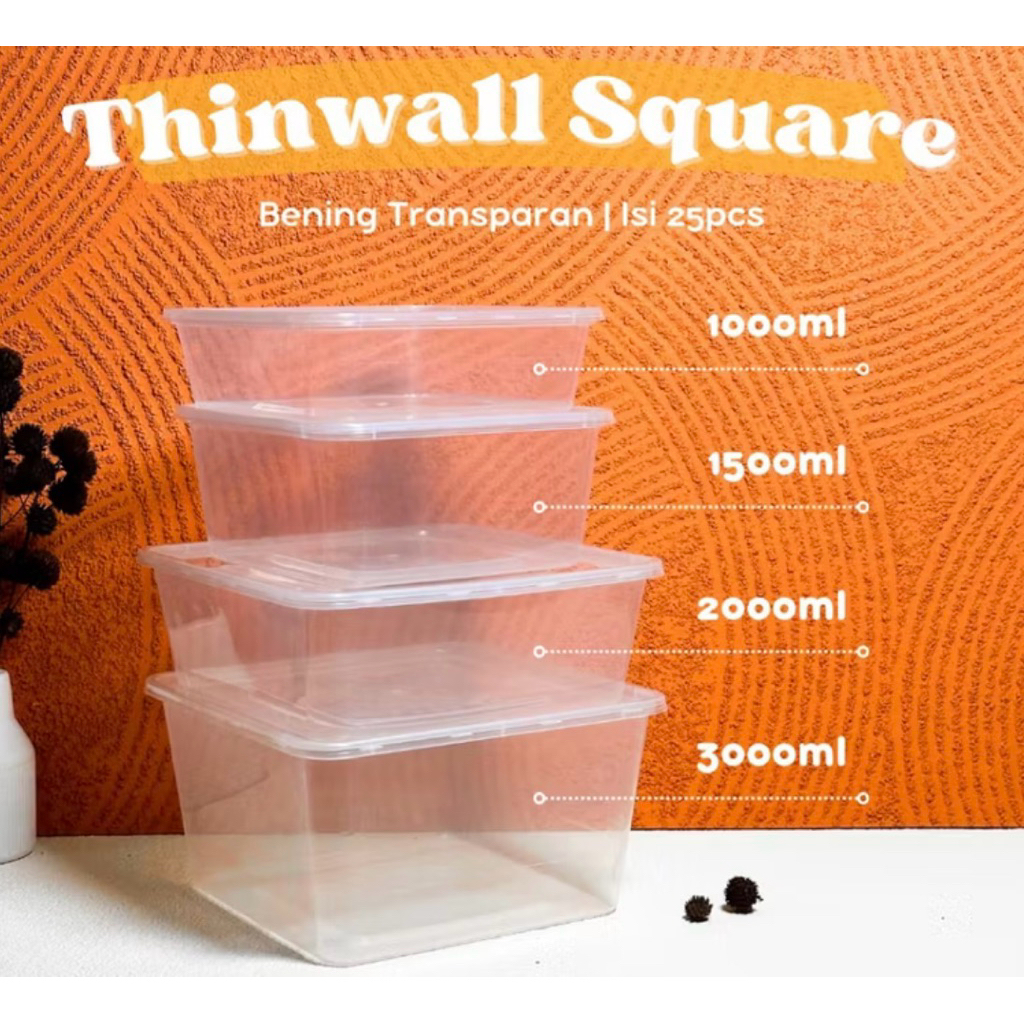 Jual Thinwall Square Master 1000ml 1500ml 2000ml 3000ml [25 Pcs ...