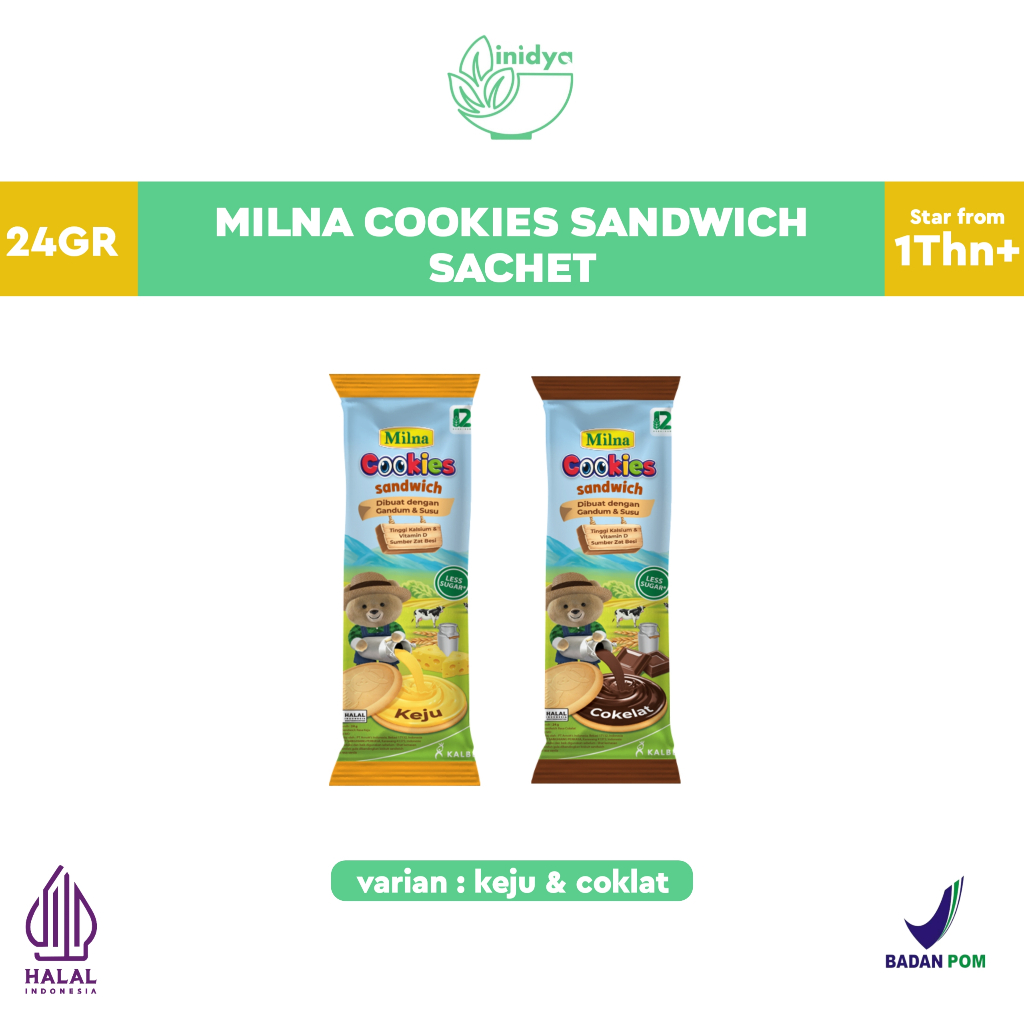Jual MILNA Cookies Sandwich Sachet Rasa Coklat dan Keju | Biskuit Mpasi ...