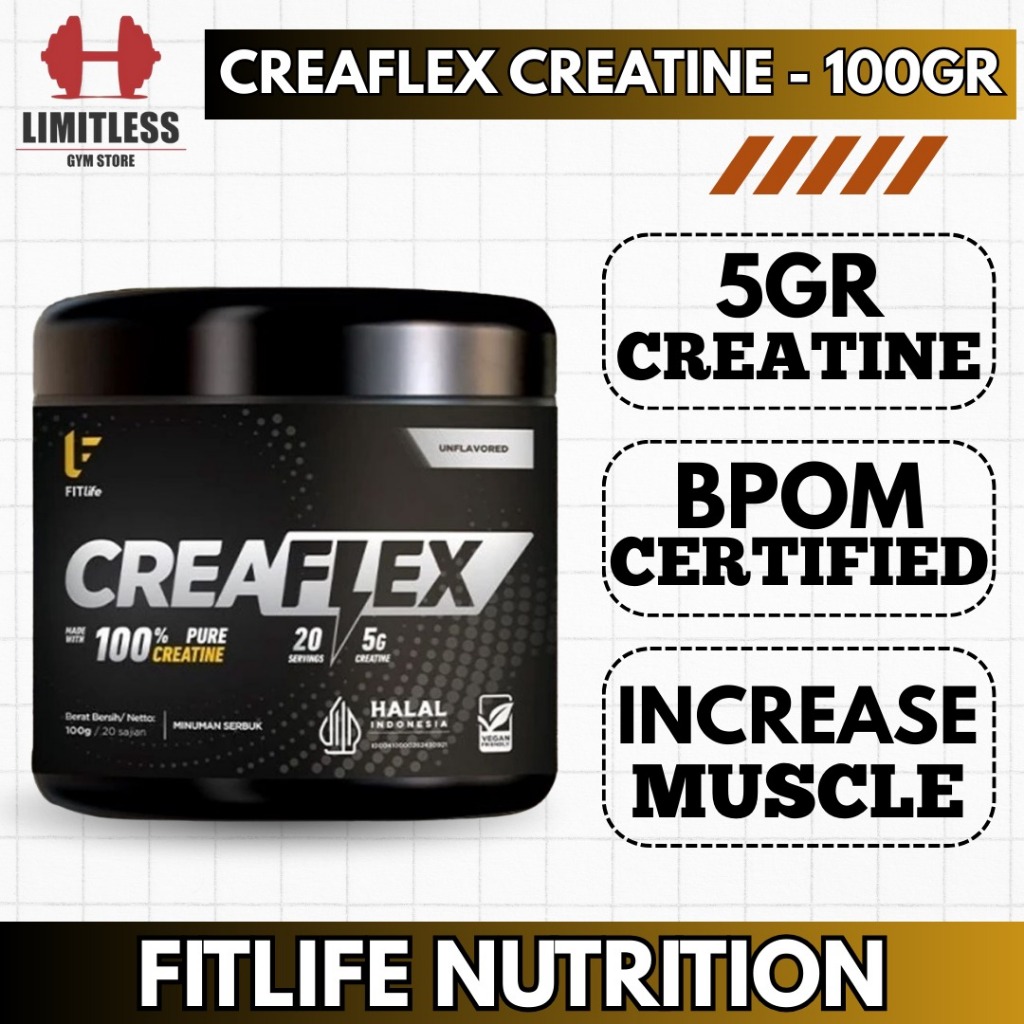 Jual (PROMO!) Fitlife CREAFLEX 100% Creatine Monohydrate 100 Gram ...