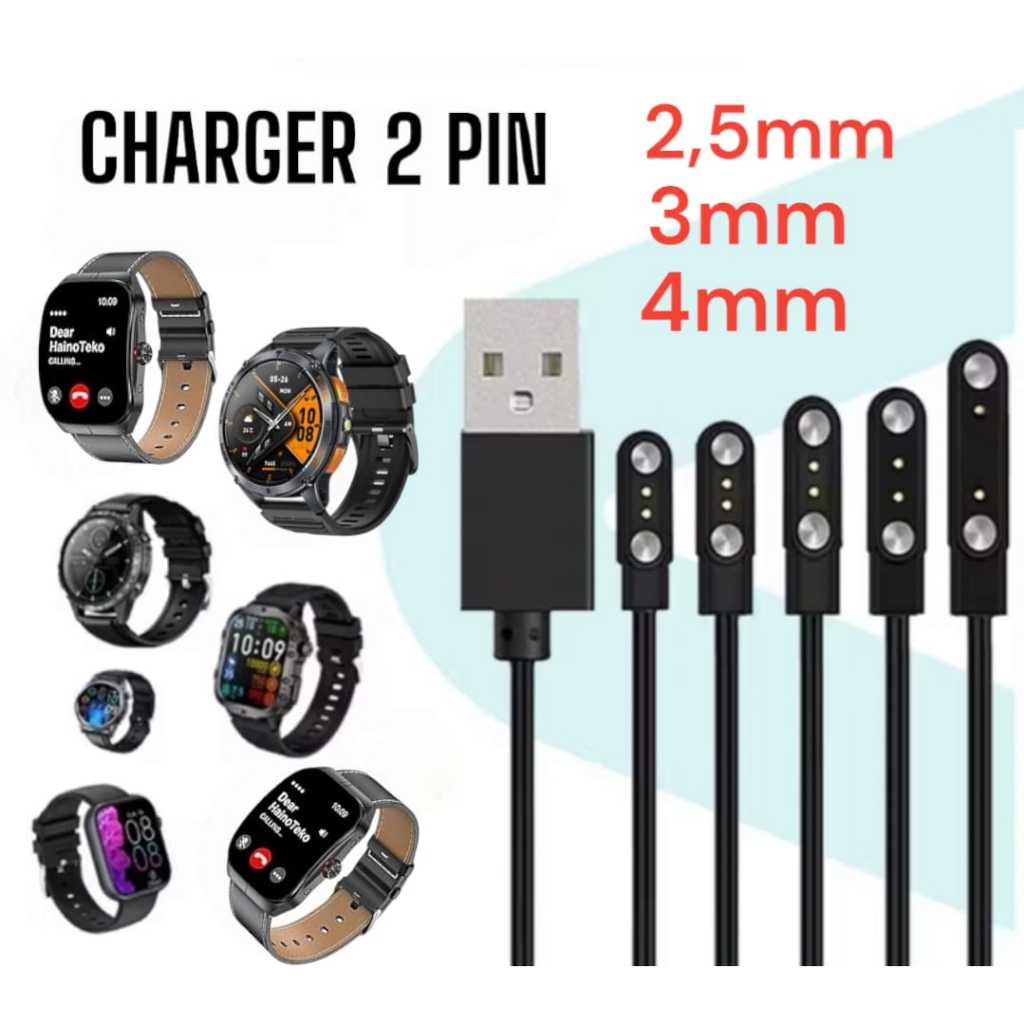 Jual Kabel Charger Smartwatch 2 Pin / Charger 2 Pin 2,5 mm / 3 mm / 4 ...
