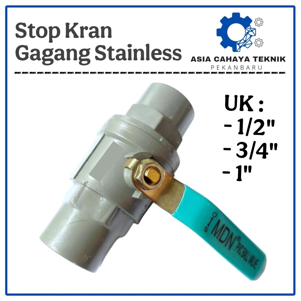 Jual MDN Ball Valve Stop Kran Keran PVC Gagang Besi Stainless 1/2 3/4 1 ...