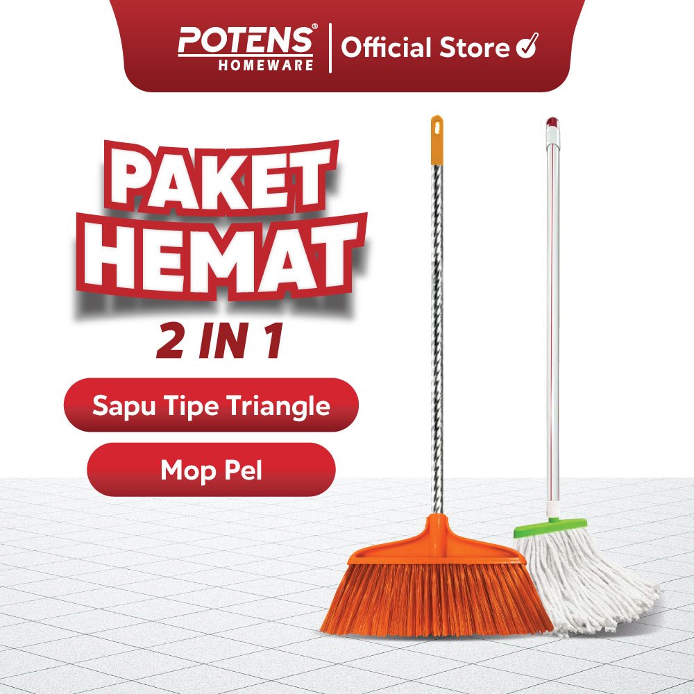 Jual Potens Bundling Hemat 2 In 1 ( Sapu Nilon Model Triangle + Mop Pel ...