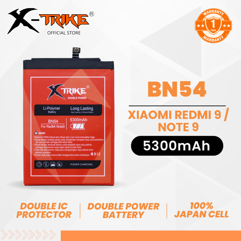 Jual XTRIKE Baterai Xiaomi Redmi 9 - Note 9 BN54 Double Power | Shopee ...