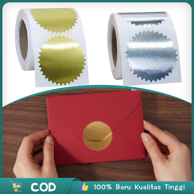 Jual 250pcs Sticker Seal Emboss Gold Stamp Sticker Logo Emboss untuk ...