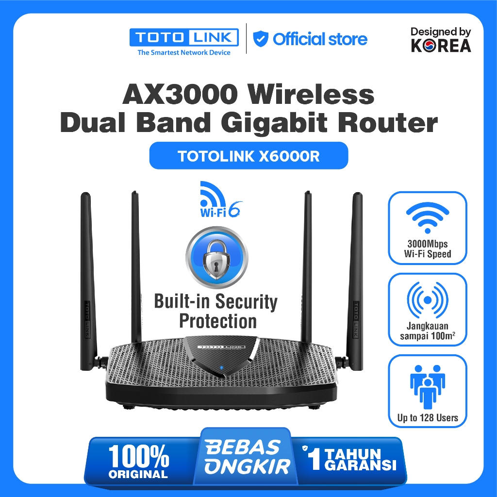 Jual Totolink Router WiFi 6 Wireless AX1500 AX3000 Dual Band Gigabit ...