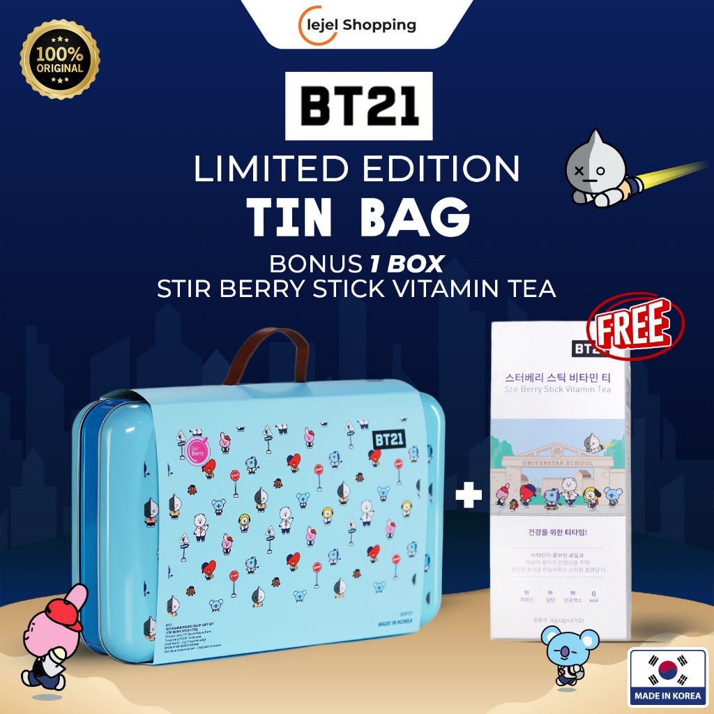 Jual BT21 Tin Bag Limited Edition Original + Bonus Spesial 1box Stir ...