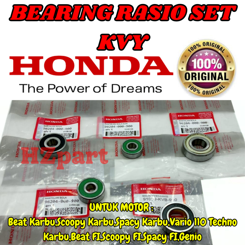 Jual BEARING RASIO SET KVY ASLI ORIGINAL HONDA BEAT/SCOOPY/SPACY/VARIO ...