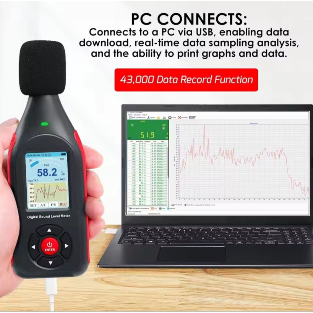 Jual BENETECH GT1355A DATA USB NOISE TESTER SOUND LOGGER SOUND LEVEL ...