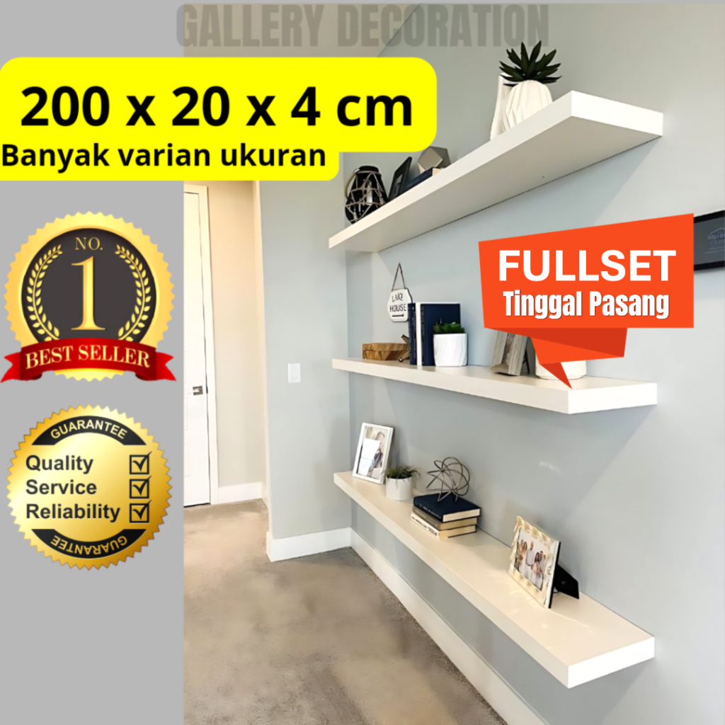 Jual Rak Ambalan Dinding minimalis ADA SEMUA UKURAN lebar 20cm tebal 4 ...