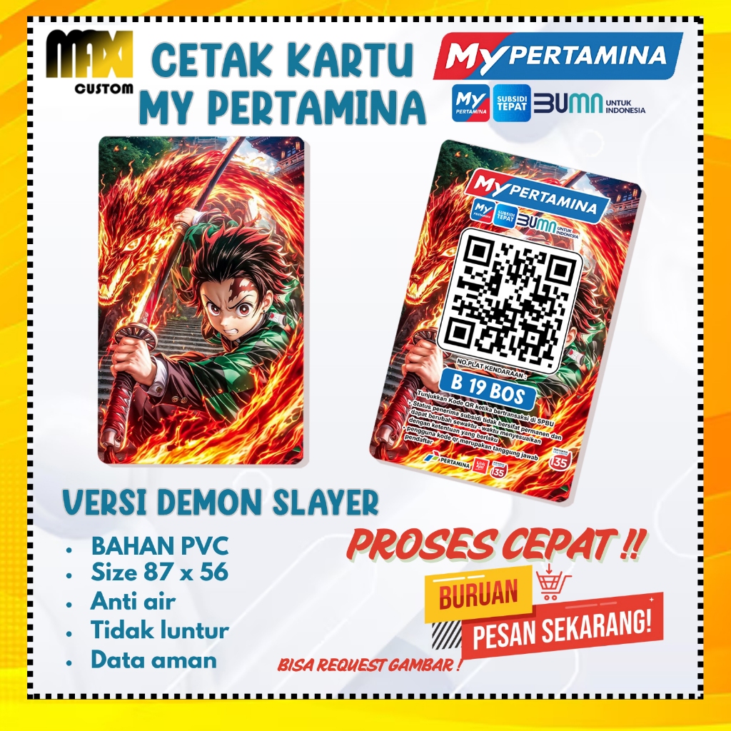Jual KARTU DEMON SLAYER / KARTU BARCODE MYPERTAMINA CUSTOM (BAHAN PVC ...