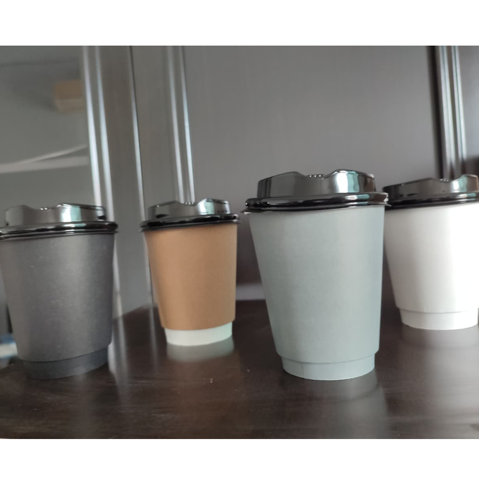 Jual PaperPaper Cup 8 oz Double Wall + Tutup (50pcs) - Cup Kopi - Cup Panas - Cup Kertas ...