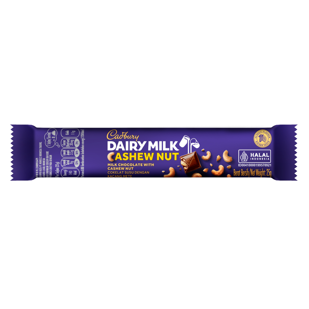 Jual Cadbury Dairy Milk Chocolate Cashew Nut Regular 25g, coklat dengan ...