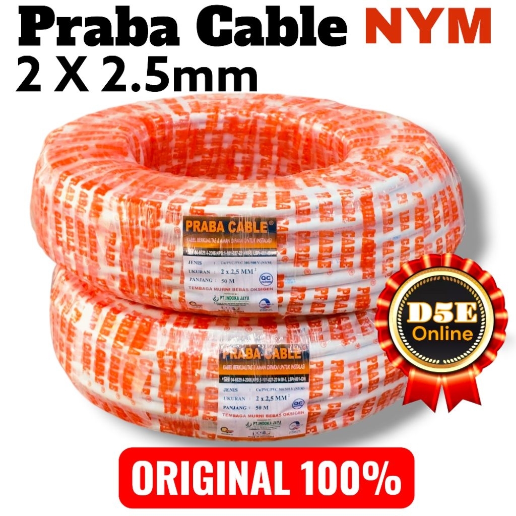 Jual Kabel Praba NYM 2x2.5mm 50 meter kabel putih (Asli tembaga 100% ...