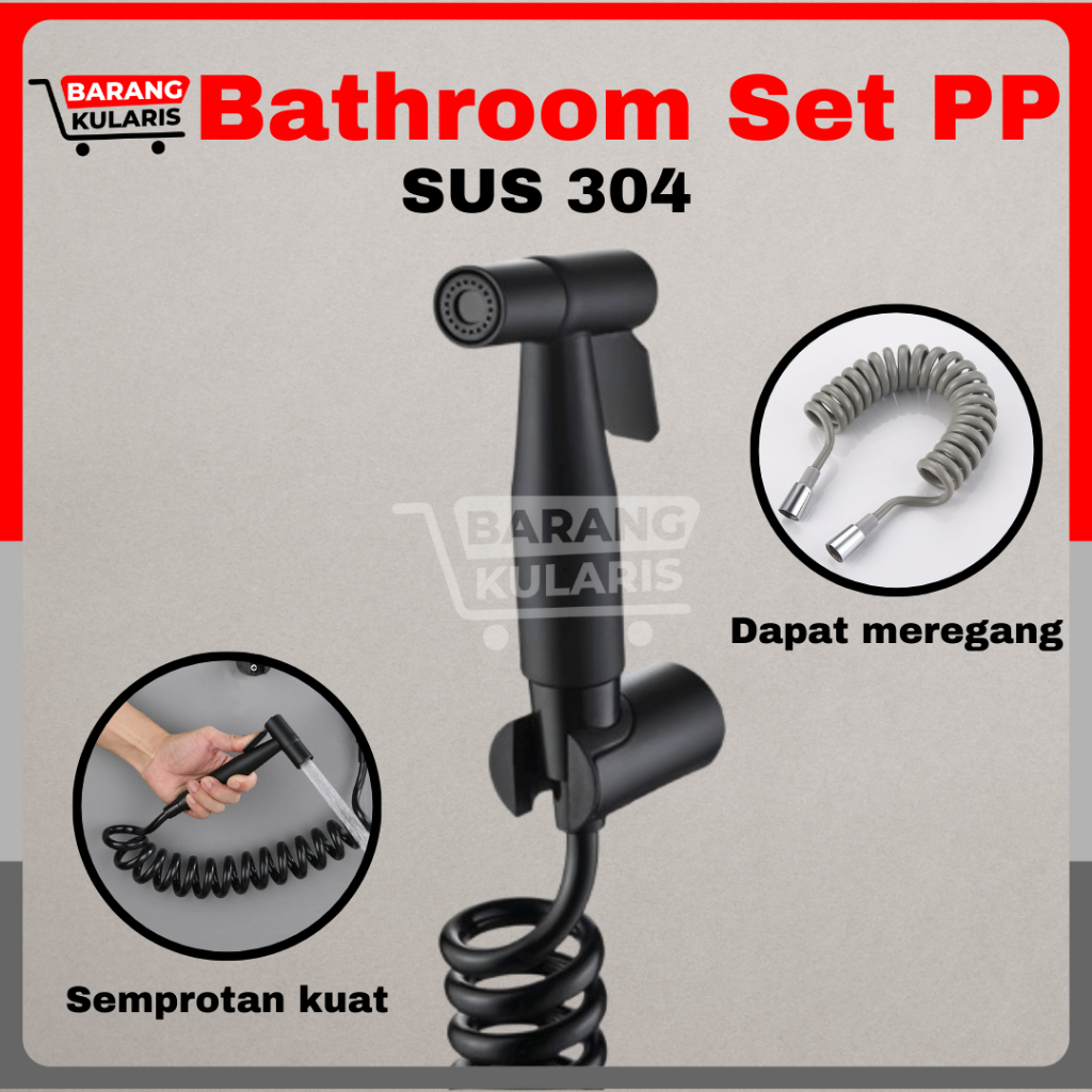 Jual Jet Shower Bathroom Set Stainless Steel SUS304 Selang Spiral PVC ...