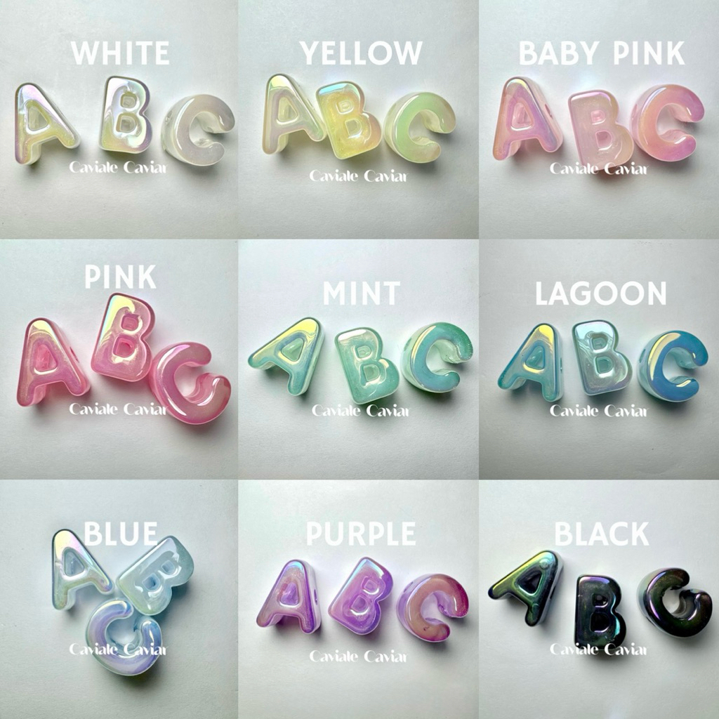 Jual Beads Huruf Luxury A-L UV Shimmer| Manik Huruf Alphabet Besar ...