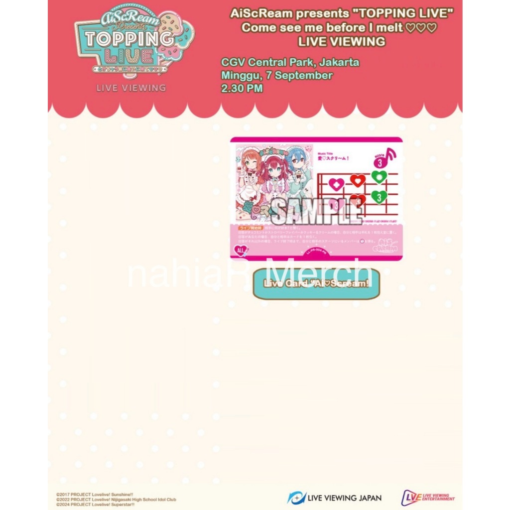 Jual AiScReam presents TOPPING LIVE -LIVE VIEWING- x CGV Official Live Card "Ai♡Scream! | Shopee ...