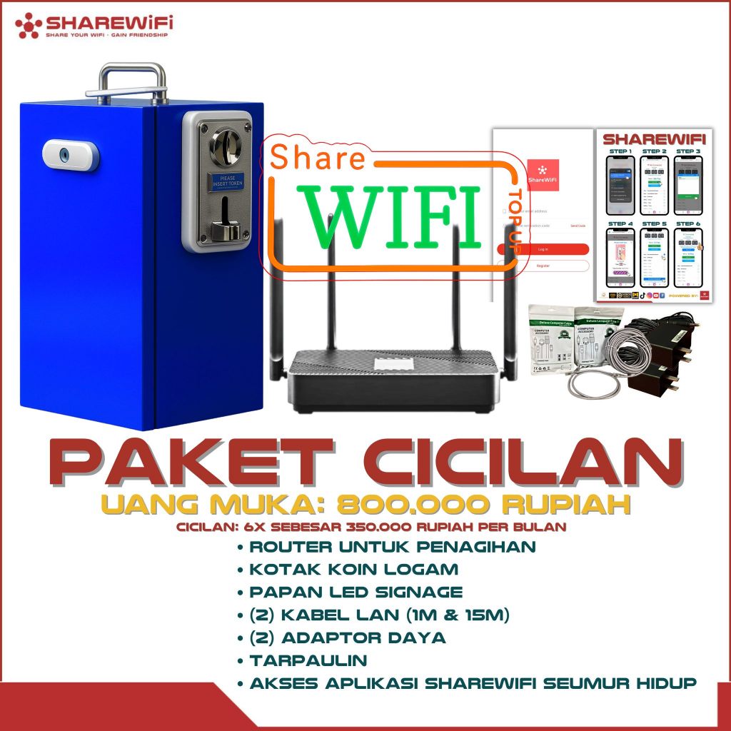 Jual ShareWiFi Koin / Modern / Wireless WiFiKoin (paket cicilan ...